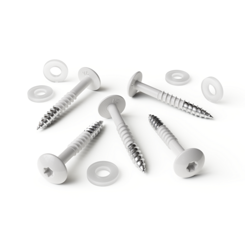 Schroef wit RAL 9016 met nylon ring (25 stuks)