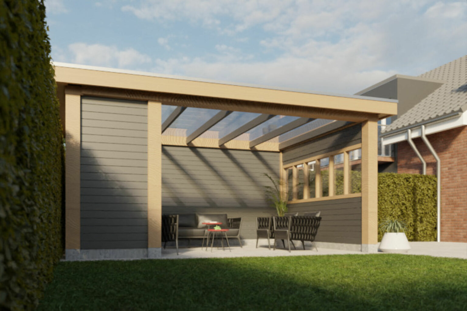 Windscherm overkapping voor terras of veranda | Volledig op maat